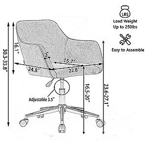 HomVent Desk Chairs on Wheels White Vanity Chair with Girls Comfy Computer Desk Chair,Comfortable Chair for Desk/Task Chair/Rolling Chair for Bedroom,Living Room,Vanity Room