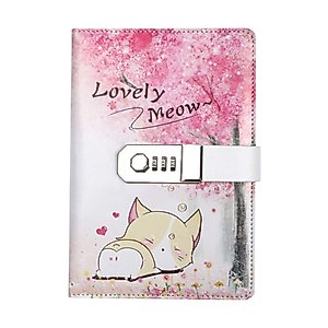 Shengsheng Journal B6 Notebook Creative Password Lock Journal Lock Diary Digital Password Notebook Locking Journal Diary，Students, Young People Use Diary (Color : Pink)