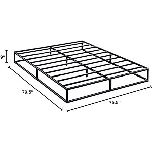 Olee Sleep 9 Inch Modern Metal Platform Bed Frame, Steel Slat Anti-Slip Support, Steel Mattress Foundation, No Box Spring Needed, Black, King Size