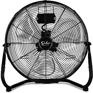 Simple Deluxe 20 Inch 3-Speed High Velocity Heavy Duty Metal Industrial Floor Fans Quiet for Home, Commercial, Residential, and Greenhouse Use, Outdoor/Indoor, Black, 1-Pack