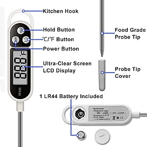 AKEISHE Digital Instant Read Water Thermometer for Liquid, Food, Cooking, Meat, Candy, Tea, and Milk, Oil, Kitchen Gadgets, Candle，Digital Food Probe for Kitchen,Outdoor BBQ and Grilling