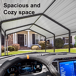 AIRWIRE 10x15 Metal Carport Carports with Enhanced Base Heavy Duty Garage Outdoor Galvanized Car Shelter for Car, Boats and Truck