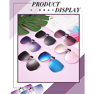 Weewooday 6 Pairs Polarized Polygon Style Clip On Sunglasses Flip Up Driving Clip on Glasses for Outdoors Indoors Men Women, 6 Colors