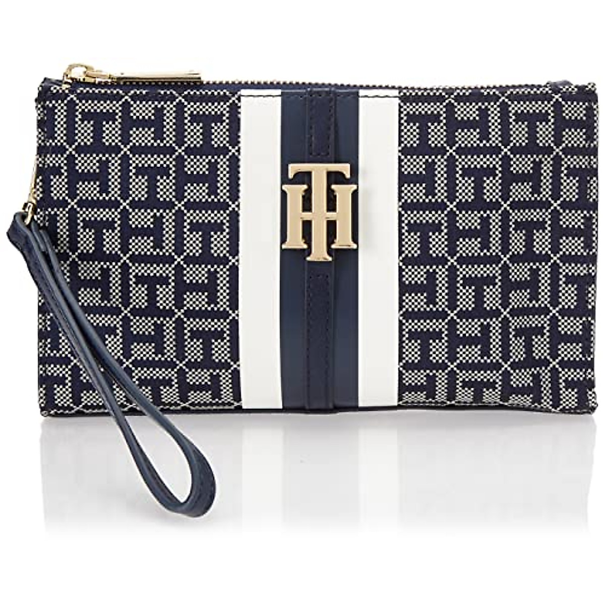 Tommy Hilfiger Womens Jaden Wristlet HANDBAG, Light Stone/Navy, One Size US