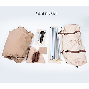 S'more Tetto 3 Person Canvas Tent, Large Waterproof & Windproof Glamping Tent, Hot Tent with Stove Jack, 4 Season Tipi, Teepee, Pyramid, Indian Tent, Ideal for Family Camping, Hiking, Backpacking