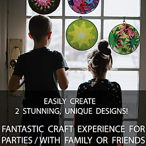 Window Art KIT Create 2 Unique Designs! Creative Colorful Suncatcher Craft Kit. All Abilities/Ages, Children/Kids/Teens/Adults. Make Your Own and Share The Fun! Window Art Wonders by Baggy Wrinkl