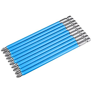 Yakamoz 10Pcs 6-Inch Long Phillips Screwdriver Bit Set Magnetic Ph2 Impact Driver Bits #2 Phillips Bits with 1/4" Hex Shank for Impact Drill