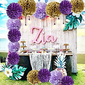 Graduation Decorations 2022 12pcs Tissue Paper Flowers Purple Gold Birthday Decorations Women Purple Gold Bridal Shower Decorations Glitter Gold Purple Wedding Decor Bridal Shower Decorations