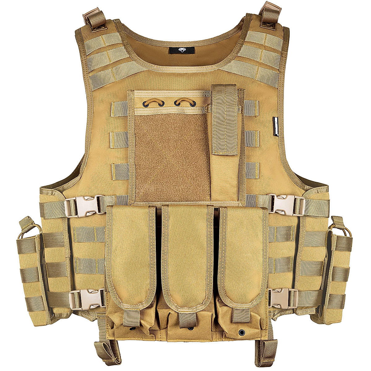 MGFLASHFORCE Tactical Airsoft Vest Adjustable Modular Paintball Vest (Tan)