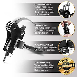Wine Bottle Opener Corkscrew Set – Luxiluxy [2023 upgraded, does NOT break!] Including Foil Cutter, Bottle Stopper, Opener Stand and Extra Spiral - corkscrews wine opener set- wine opener kit