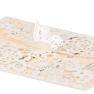 30x Pearl Paper Laser Cut Invitations,For Baby Shower,Wedding,Mother's Day,Brides Bridal Shower,Graduation Celebration, Birthday,Party Invitation,Thank You Cards (Ivory)