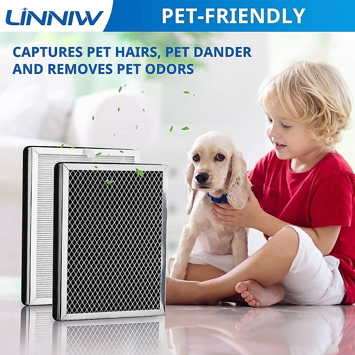 LINNIW 4 Pack MA-25 Replacement Filter Compatible with MA-25 3-in-1 Filters, True HEPA and Activated Carbon (2 Set, 4 Pack
