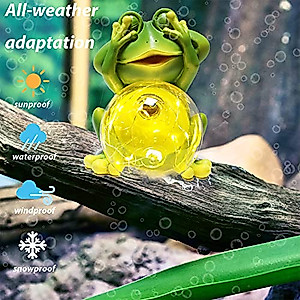Vcdsoy Garden Frog Decor Figurines, Solar Lights Outdoor Decorative Waterproof Cute Garden Sculptures & Statues for Patio Yard Lawn Clearance Ornaments (1 Pack)