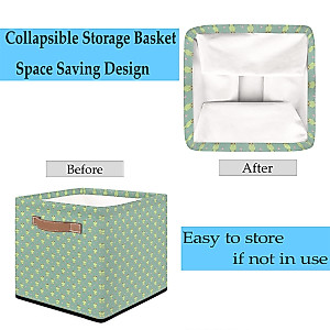 Cute Frogs Storage Basket for Organizing Shelves Closets Collapsible Storage Bin for Clothes Toys Towels Cube Organizer with Handles