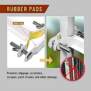 Vinazone Patio Umbrella Holder, Heavy Duty Deck Umbrella Mount, Umbrella Holder for Deck Railing, Deck Mount Umbrella Holder, Umbrella Deck Mount, Umbrella Clamp for Fence, Railing, Deck- 2Pack -White