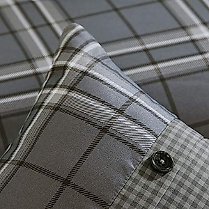Intelligent Design Daryl 5 Piece Plaid All Seasons PrintComforter Set, Full/Queen, Grey - Ultra Soft Microfiber Teen Bedding