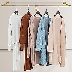 kunghei 71" Wall Mount Retail Display Rack Gold Clothing Racks for Boutique, Hanging Shelves System, Industrial Pipe Metal Garment Rack Stand Bridal Wedding Dress Rack