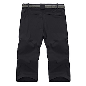 TACVASEN Men's Cargo 3/4 Long Shorts Quick Dry Below Knee Capri Slim FIit Pants Black, 34