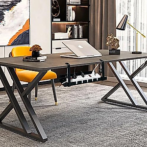 Metal Cable Management Tray Under Desk with Clamp Retractable Cord Organizer for Desk No Drill Cable Tray Basket for Wire Management Sturdy Metal Cable Management Under Desk with Clamp for Home Office