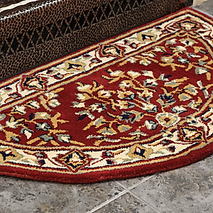 Minuteman International Burgundy Oriental Wool Hearth Rug, Half Round