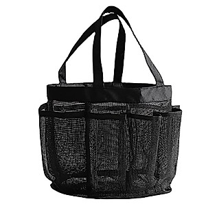 esowemsn 1PC Black Mesh Shower Caddy Tote Bag Hanging Portable Waterproof Shower Tote with 8 Mesh Storage Pockets Toiletry Bathroom Organizer Accessories