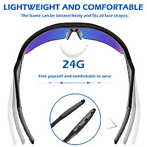 OXG 6 Pack Safety Glasses for Men Women, ANSI Z87.1 UV Protection Impact Resistant Protective Eyewear for Sport, Construction, Fishing, Driving (Multicolor Lens, Black Frame)