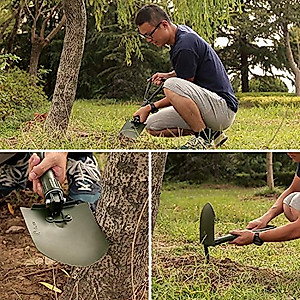 REDCAMP Military Folding Camping Shovel，High Carbon Steel Entrenching Tool Tri-fold Handle Shovel with Cover，Green 2.5lbs