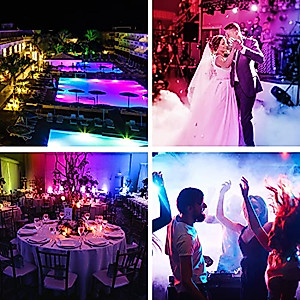 LED Flood Light RGBW Color Changing Lights Cool White Outdoor Smart Floodlights 40W, Dimmable by Remote Control, IP66 Waterproof Landscape Lighting Garden LED Wall Wash Lights 2 Pack