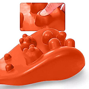 Acupressure Neck Pain Relief Cushion, Neck and Shoulder Relaxer, Cervical Traction Massage Chiropractic for Pain Relief Management High Density Memory Foam Core BeyondElegance (Orange Red)