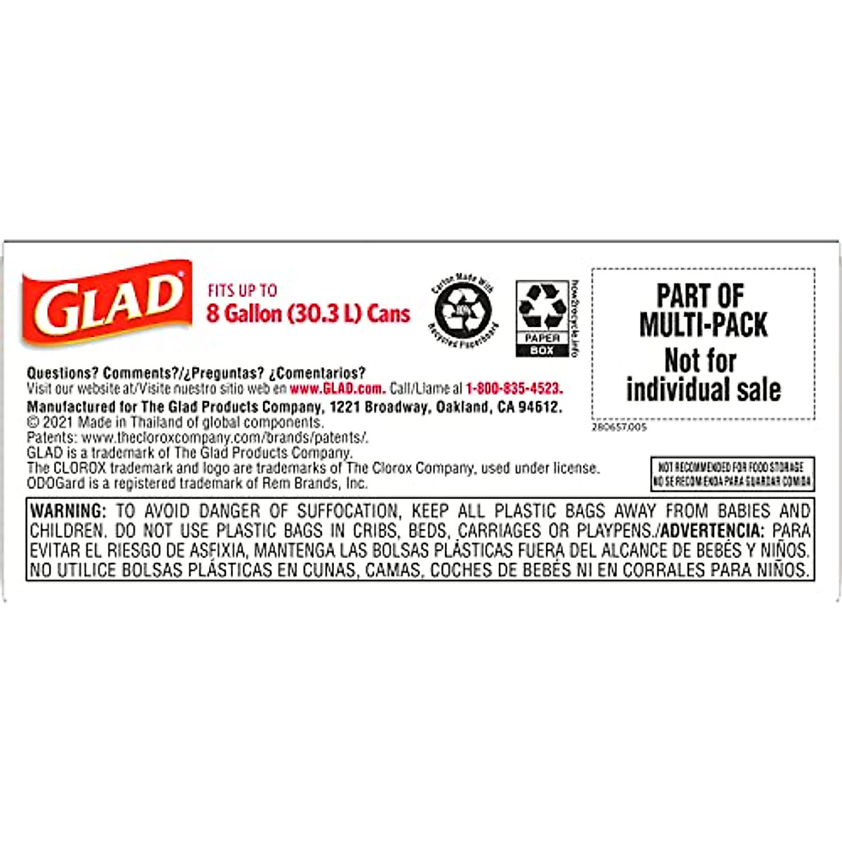 Glad Medium Drawstring Trash Bags with Clorox, 8 Gallon, Lemon Fresh Bleach Scent, 26 Count