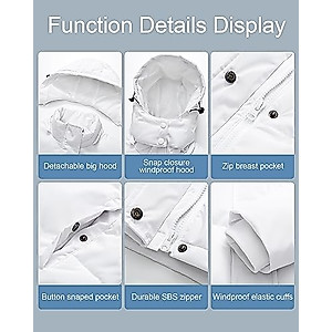 Pursky Women's Winter Coats Lightweight Long-Sleeve Full-Zip Water-Resistant Packable Hooded Puffer Jacket White 2XL