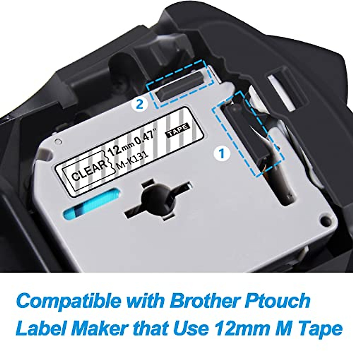 Hehua 6 Pack Compatible M Series Label Tape Replacement for Brother 12mm 0.47" M Tape Color MK231 MK131 MK431 MK531 MK631 MK731 for P-Touch PT-65 PT-M95 PT-45M PT-80 PT-90 PT-70 Label Maker Refills