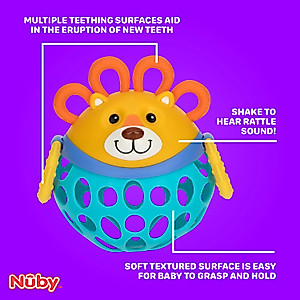Nuby Interactive Silly Shakers Rattle Teether Toy, Characters Vary - Lion, Owl, Penguin