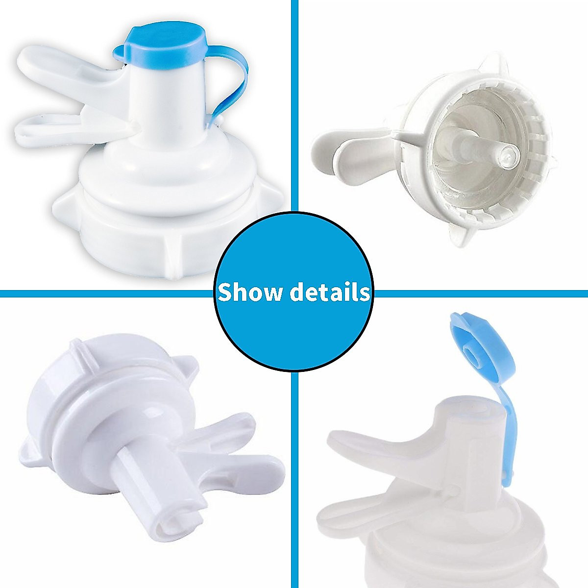 Water Dispenser Valve for 55mm Crown Top Drinking Bottle, Reusable Water Jug Cap Plastic Spigot Faucet, Includes Lid Dirt Protector- 2 Pcs (Not for Threaded Crown Tops)