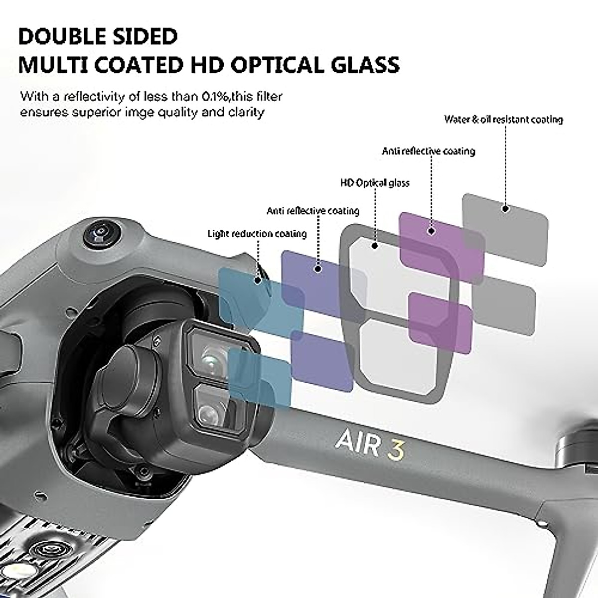 STARTRC ND Filters Set for DJI Air 3 Accessories,6Pack Filters-(UV, CPL, ND8, ND16, ND32, ND64,) (Aluminum Version)