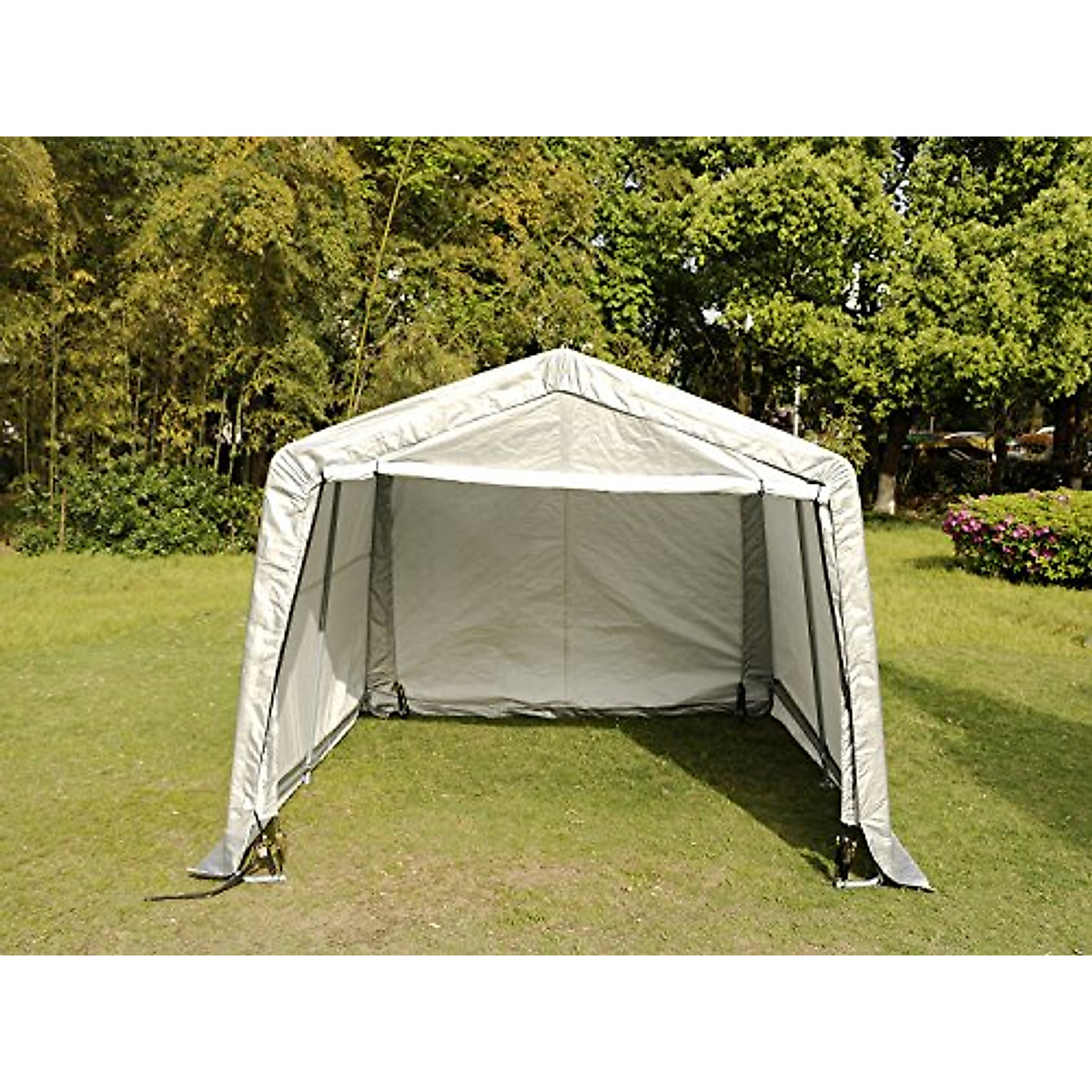 WALCUT Carport Garage Car Canopy Tent for Patio Garden Storage Large Portable Heavy Duty Grey 10 x 10 x 8 Feet Peak Roof Auto Shelter Outdoor Sheds