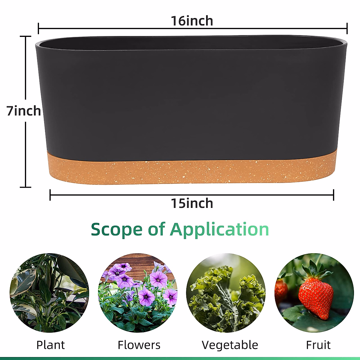 QCQHDU 2 Pack Window Planter Box 16” x 7", Self Watering Plant Pots for Indoor Plants Home Garden Flower Pot with Drainage Hole and Tray
