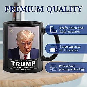 2025 Trump Mug, Black Double Sided Printing Trump Coffee Mugs with Handle for Home Office Daily Drink, Trump Coffee Cup for Brother Father Family Friends