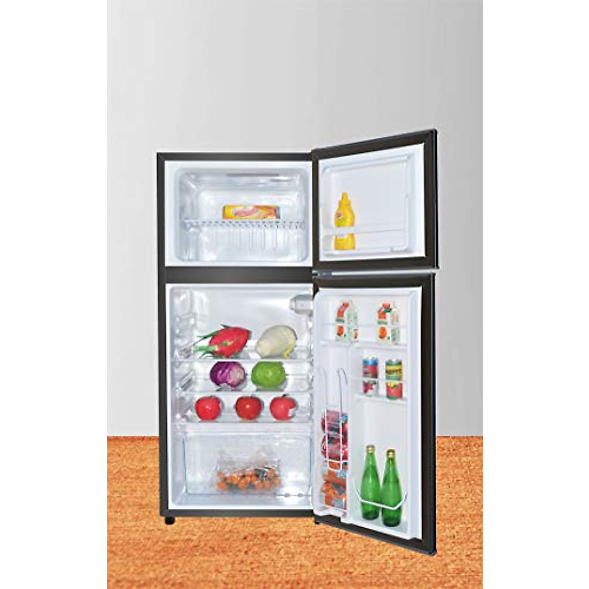 RCA RFR469 2 Door Refrigerator/Freezer, 4.6 cu ft, Black Stainless Steel, Gunmetal