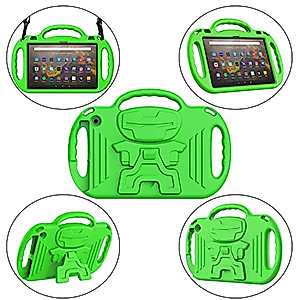 AVAWO Kids Case for Amazon Fire HD 10 & Fire HD 10 Plus Tablet (2021 Release,11th Generation), with Shoulder Strap, Lightweight Shockproof Handle Kids Case for Fire HD 10 2021 Tablet, Green