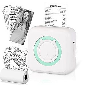 VIDYSUFYR Mini Printer Sticker Maker, Bluetooth Wireless Portable Mobile Printer Machine Thermal Printer for Notes, Memo, Photo, Sticky Scrapbook, Label Pocket Label Receipt Printer (Blue)