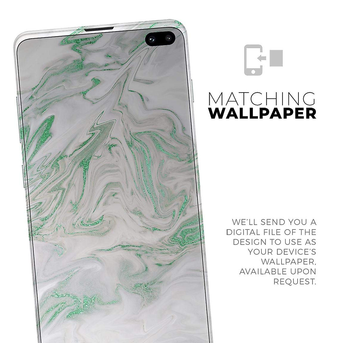 DesignSkinz Mint Marble & Digital Gold Foil V10 Protective Vinyl Decal Wrap Skin Cover Compatible with The Samsung Galaxy S20 (Screen Trim & Back Glass Skin)