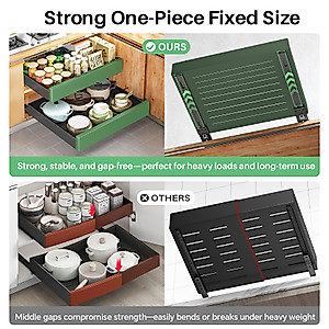 Pull out Cabinet Organizer, 21"Deep, Slide out Drawers for Kitchen Cabinets, Under Sink Pull-Out Home Organizers with Adhesive Nano Film Fixed, Sliding Cabinet for Bathroom, Pantry Storage Shelves