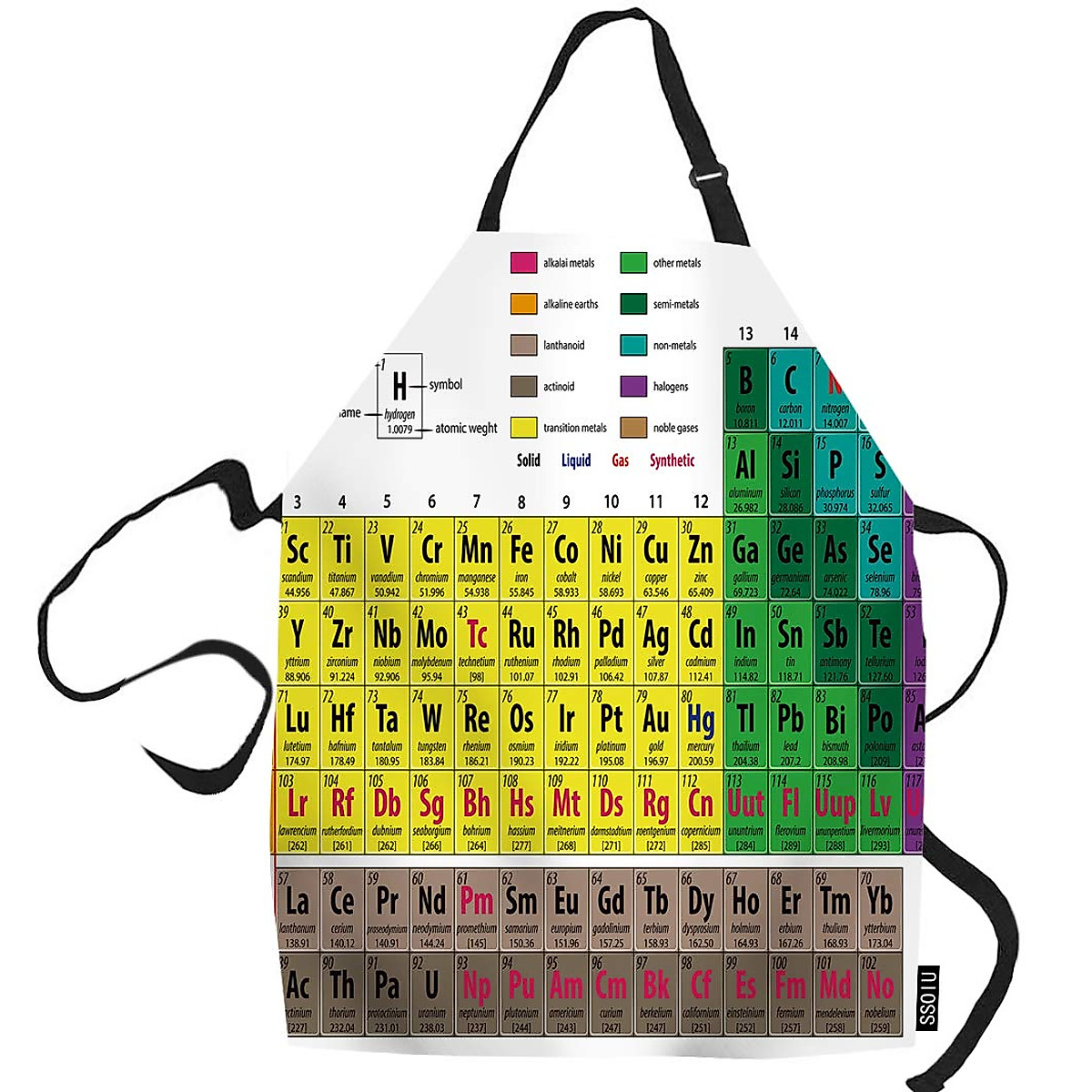 SSOIU Chemistry Cooking Apron, Periodic Table Of Elements Chemistry Student Educational Science Kitchen Apron For Baking/BBQ Men Women Unisex Waterproof 31X27 Inches