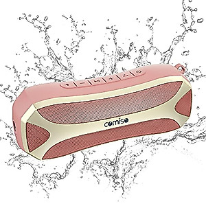 comiso Portable Bluetooth Speaker, Waterproof IPX7 Shower Speaker Outdoor Pink Speaker with Light, 30W Loud Sound Powerful Bass, Dual Stereo Pairing, Handsfree Call Bluetooth 5.0 24H for Travel Hiking