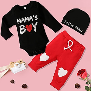 VAIZIQ Baby Boy Valentines Day Outfit Baby Boy Outfit New Round Neck Newborn Valentines Day Outfit Boy My First Valentines Day Baby Boy Outfit