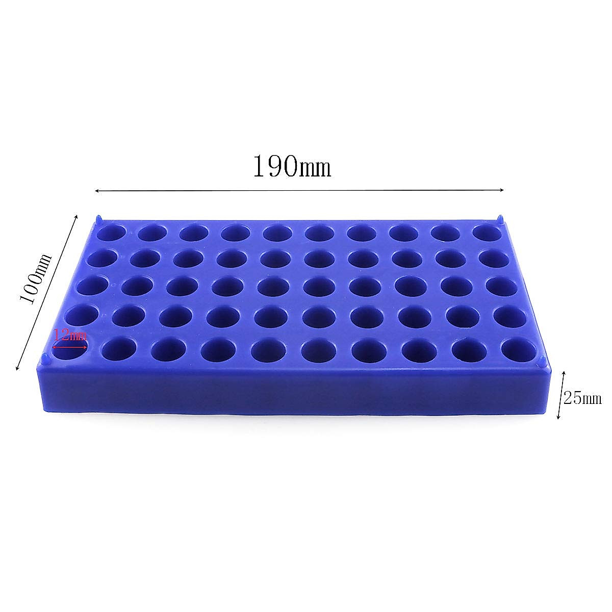 E-outstanding Vial Rack 2PCS 190x100x25mm Blue Stackable Tube Rack Centrifuge Tubes Rack for 12mm 1.5ML/2mL 50 Standard Vials