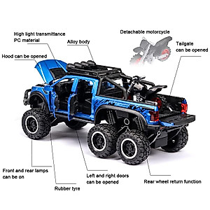 chengchuang Toy Car for Boys, 1/32 Scale Die Cast Metal Cars Toys, Pull Back Toy Car with Sounds and Lights for Kids Gifts (Blue)