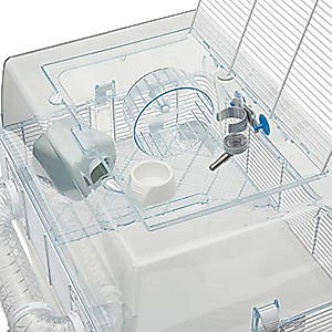 Duna Space Gerbil & Hamster Cage, Extra-Deep 11.5-Inch Base Promotes Instinctual Burrowing While Containing Litter & Debris, Includes ALL Accessories and Play Tunnels, 22.6L x 18.7W x 21.5 Inches