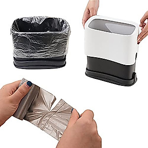 AYSUM Mini Countertop Trash Can with 100 Trash Bags, 1.5 L/0.40 Gal Tiny Desktop Trash Can, Mini Waste Basket Countertop Garbage Can for Vanity, Office, Coffee Table, Craft Room (White)